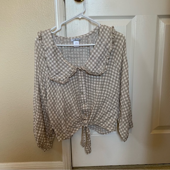 Tops | Peter Pan Collared Blouse Cottage Core Gingham | Poshmark